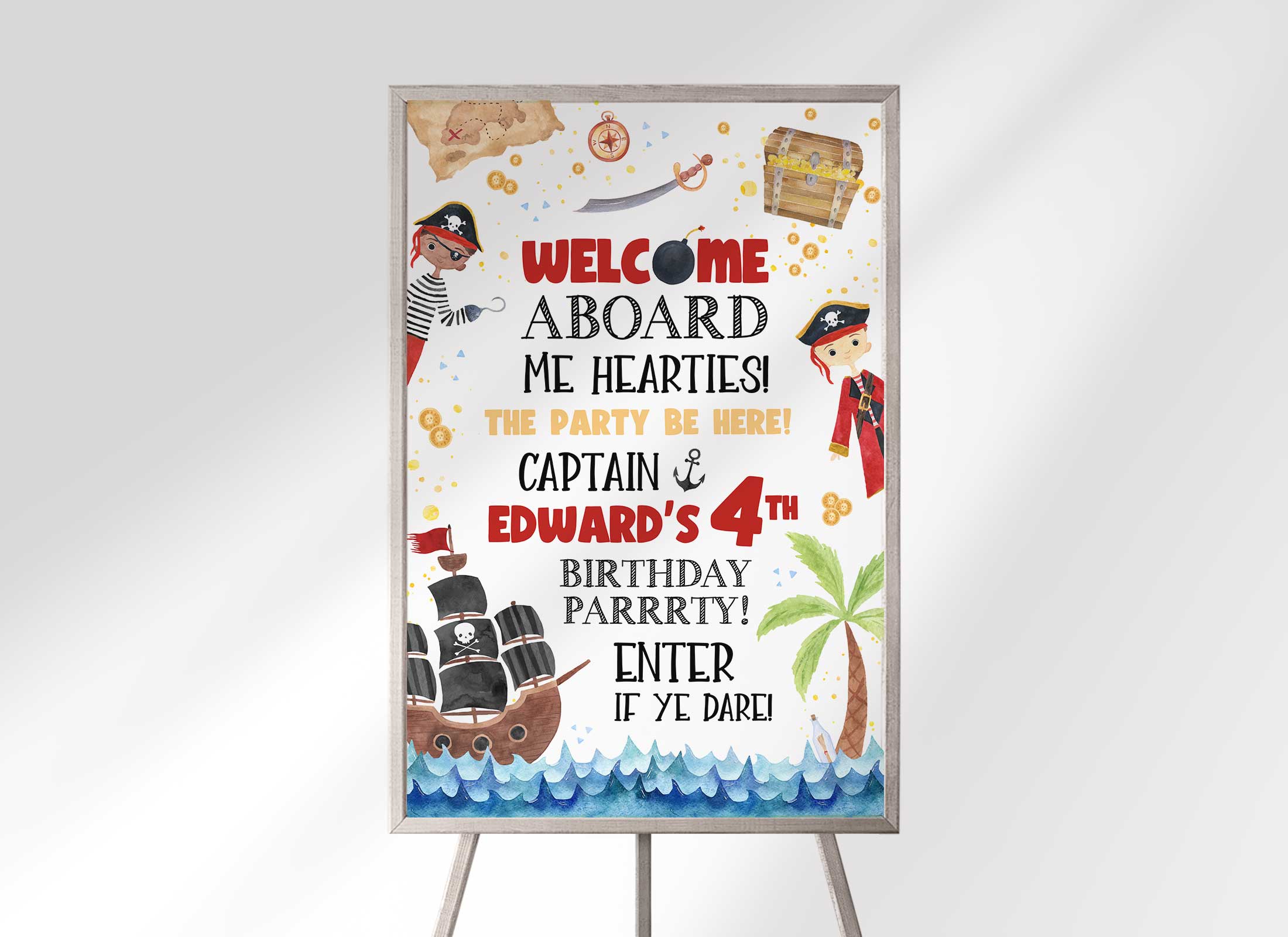 Pirate Birthday - Welcome Sign | Corjl